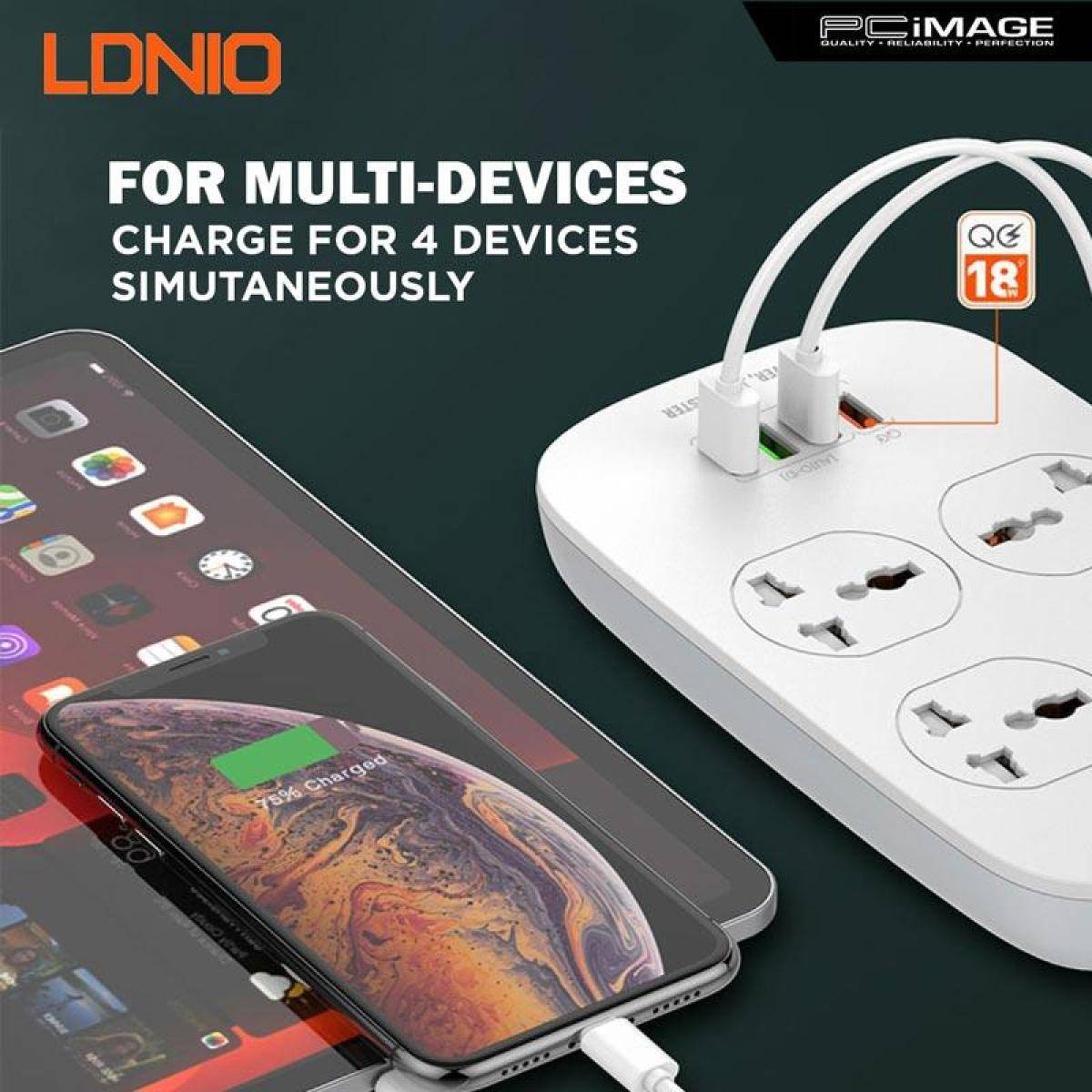 LDNIO SC4407 2500W DEFENDER SERIES POWER SOCKET (4 USB PORT + 4 UK PLUG ...