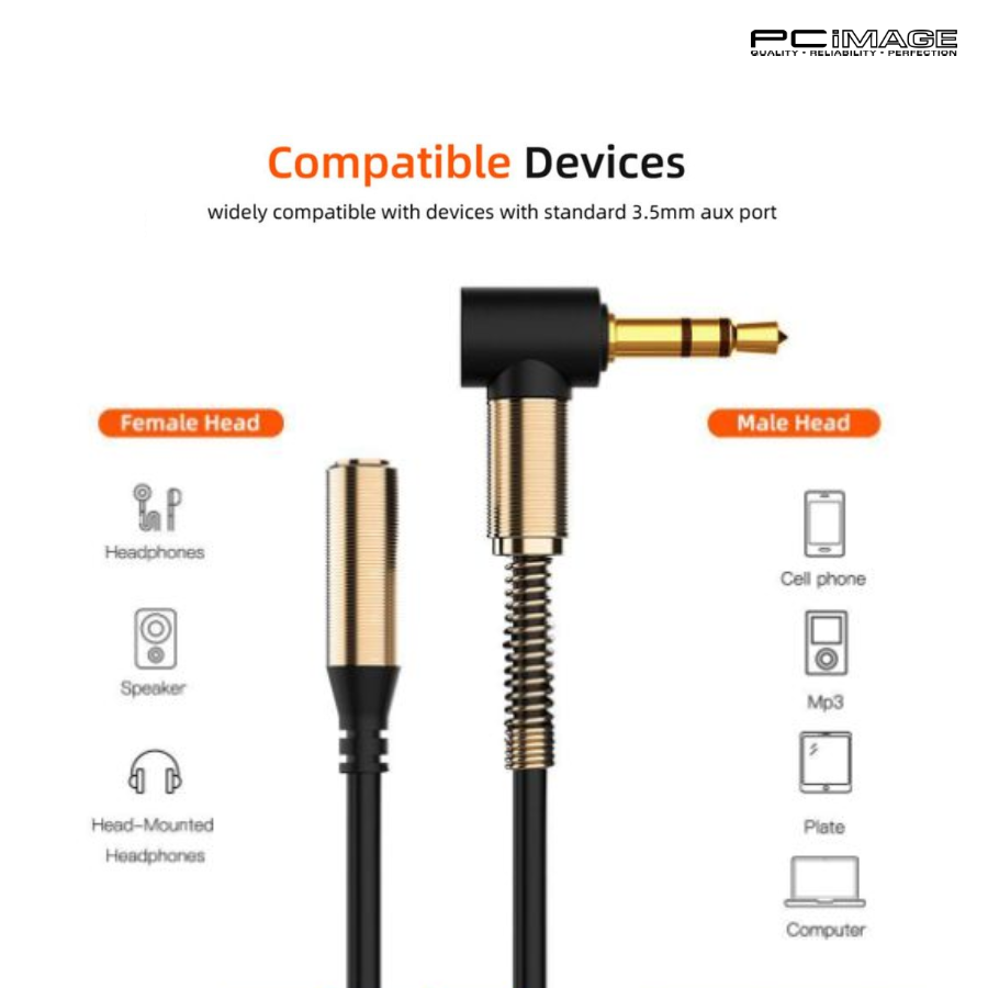 Stereo Audio 3 5MM Male To Female Extension AUX Cable For Car 1 0M PC Image