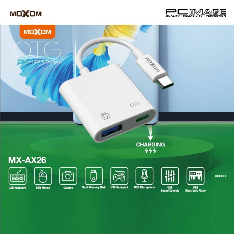 Moxom Mx Ax Otg Type C To Usb Type C Charger Adapter White Pc Image