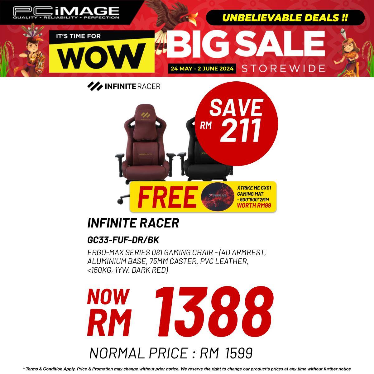 INFINITE RACER ERGO-MAX SERIES 081 Gaming Chair - 4D Armrest, Aluminum ...