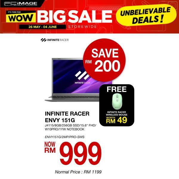 INFINITE RACER ENVY151G/2MP/PRO-SWS 15.6" Laptop | PC Image