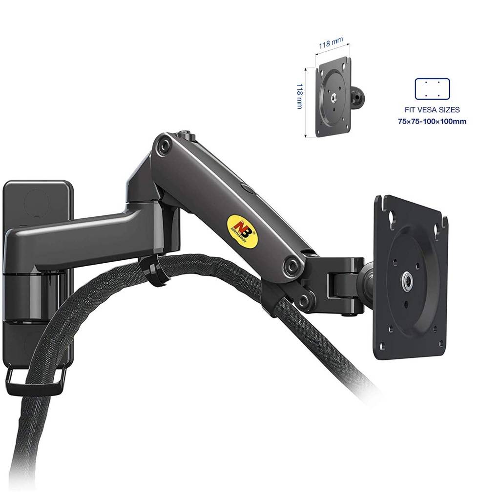 NB F150 GAS STRUT FLEXI WALL MONITOR MOUNT ARM FOR 17"-35" , UP TO 10KG ...