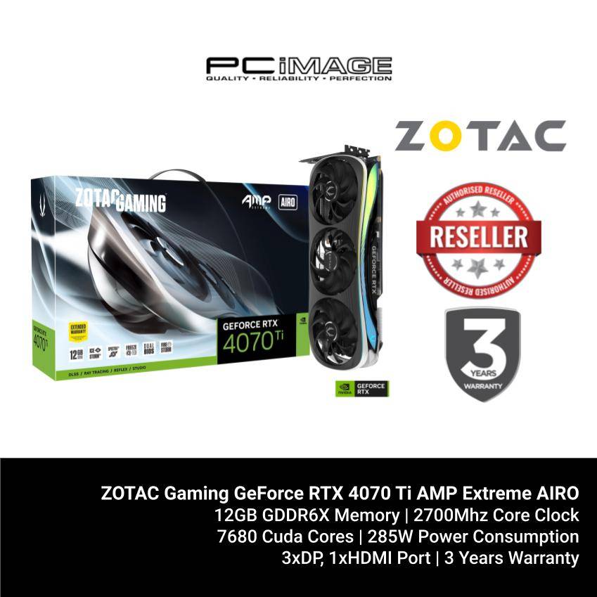 ZOTAC GAMING GeForce RTX 4070 Ti AMP Extreme AIRO Graphics Card - ZT-D40710B-10P | PC Image