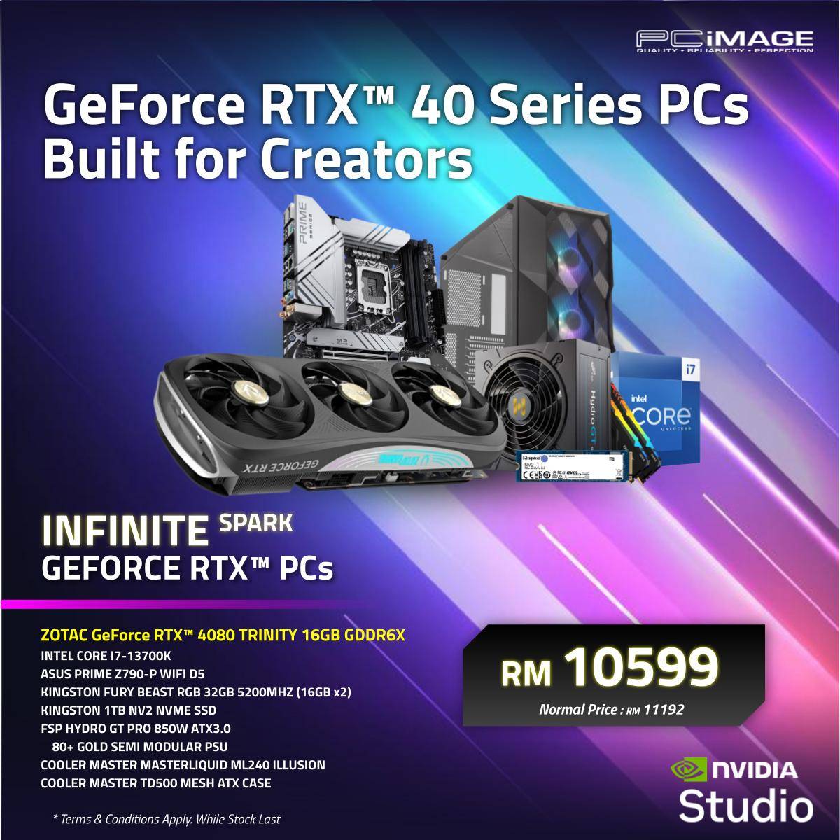 INFINITE SPARK GEFORCE RTX™ PC - Intel Core i7-13700K/ ZOTAC GeForce ...