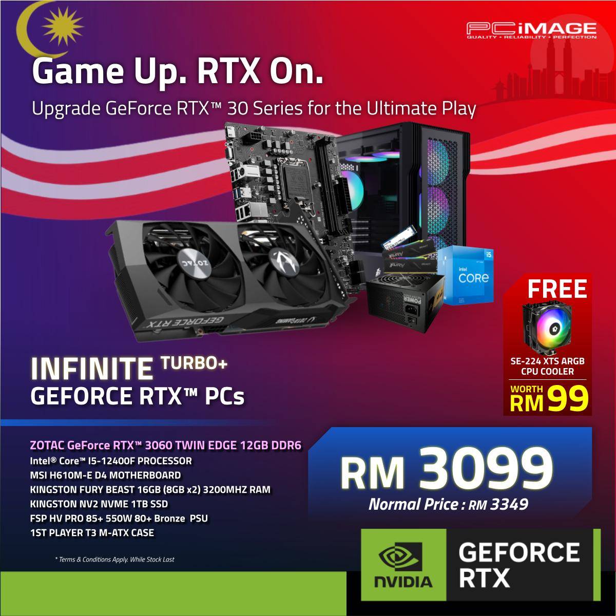 INFINITE TURBO+ GEFORCE RTX™ PC - Intel Core i5-12400F/ ZOTAC GeForce ...