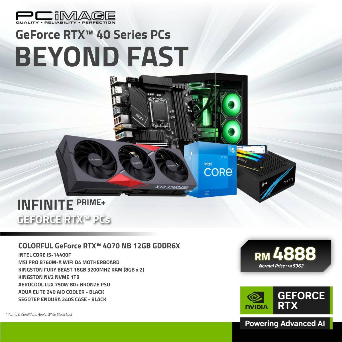 INFINITE PRIME+ GEFORCE RTX™ PC - Intel Core i5-14400F/ COLORFUL ...