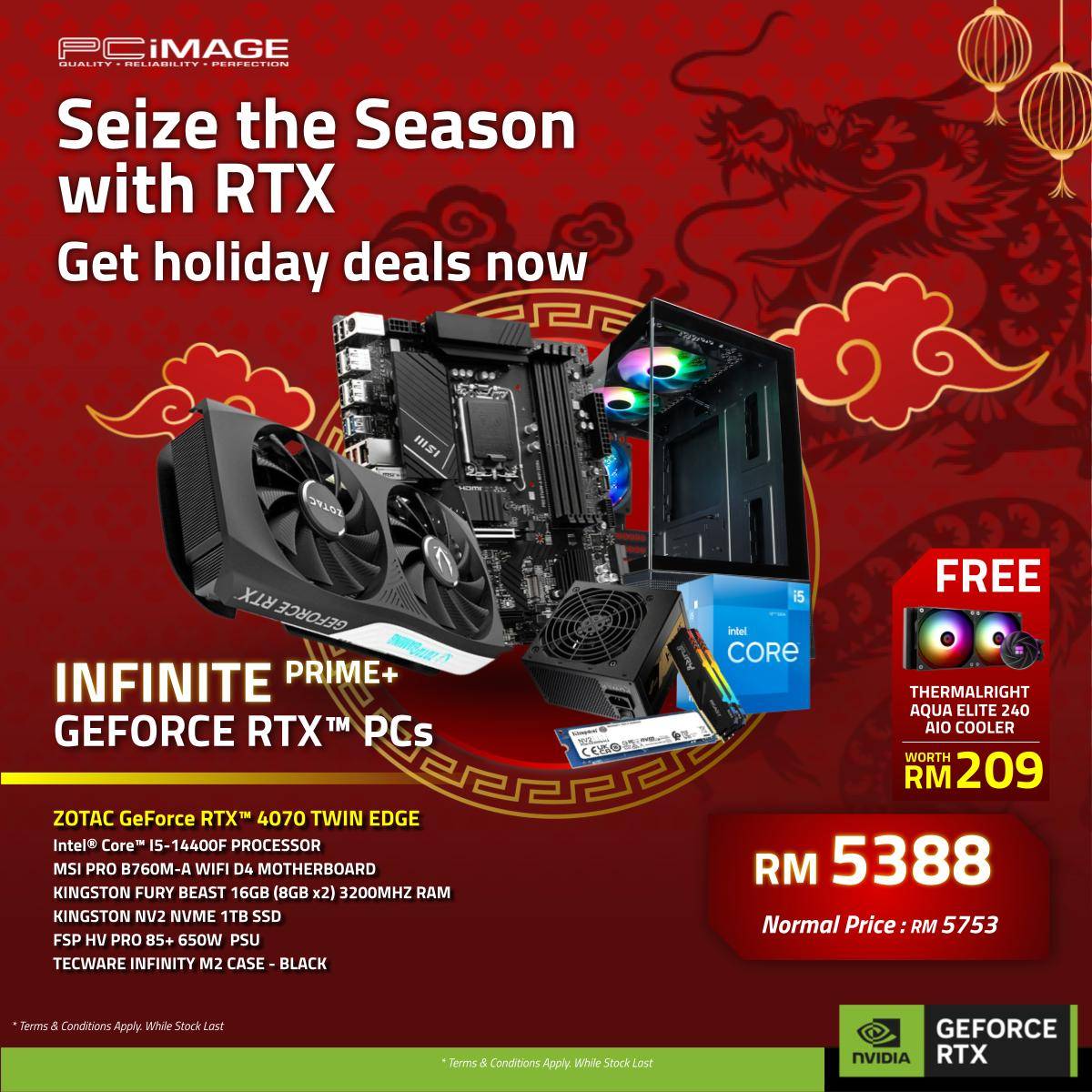 INFINITE PRIME+ GEFORCE RTX™ PC - Intel Core i5-14400F/ ZOTAC GeForce ...