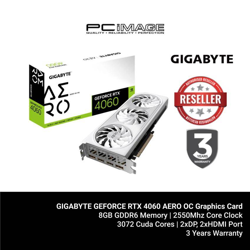 GIGABYTE GEFORCE RTX4060 AERO OC 8GB GDDR6 Graphics Card (GV-N4060AERO ...