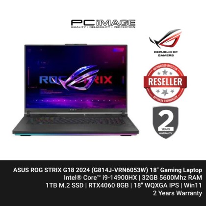 ASUS ROG STRIX G18 2024 (G814J-VRN6053W) 18" Gaming Laptop Eclipse Grey | PC Image