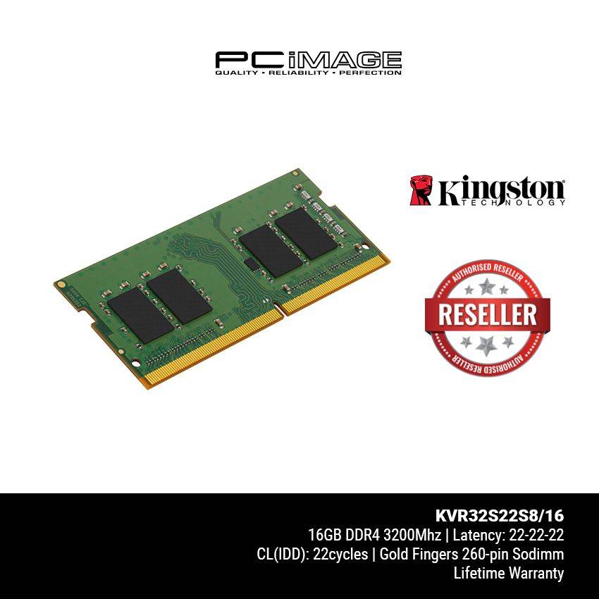 KINGSTON (KVR32S22S8/16) 16GB DDR4 3200Mhz DDR4 CL22 260-Pin SODIMM RAM ...