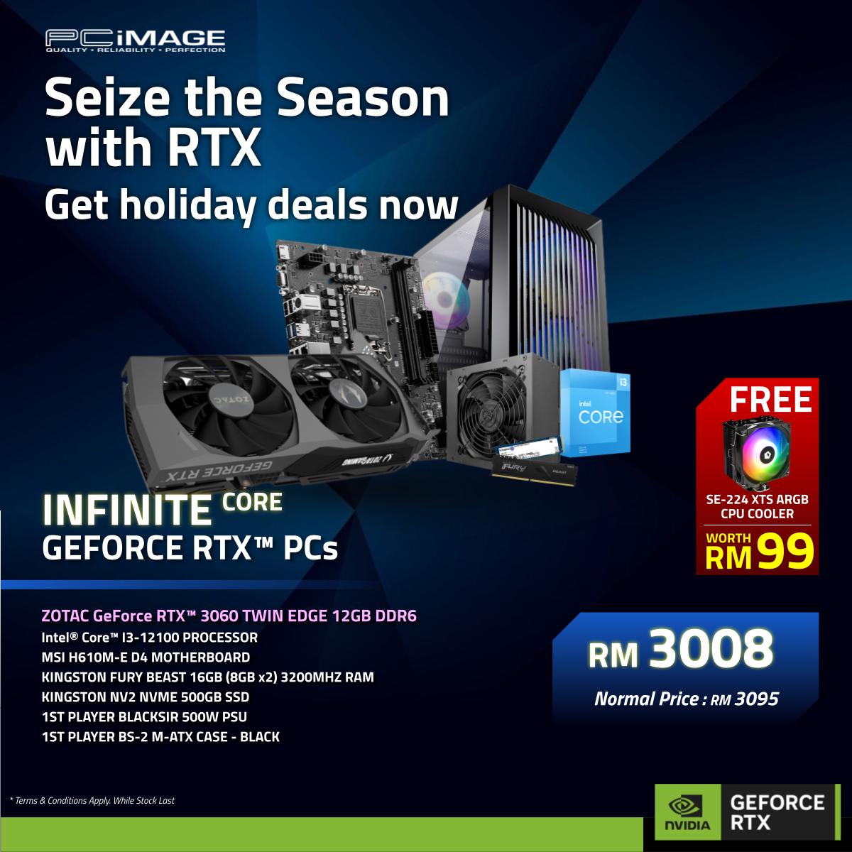 INFINITE CORE GAMING PC GEFORCE I3-12100/ MSI H610M-E D4/ 16GB 3200Mhz ...