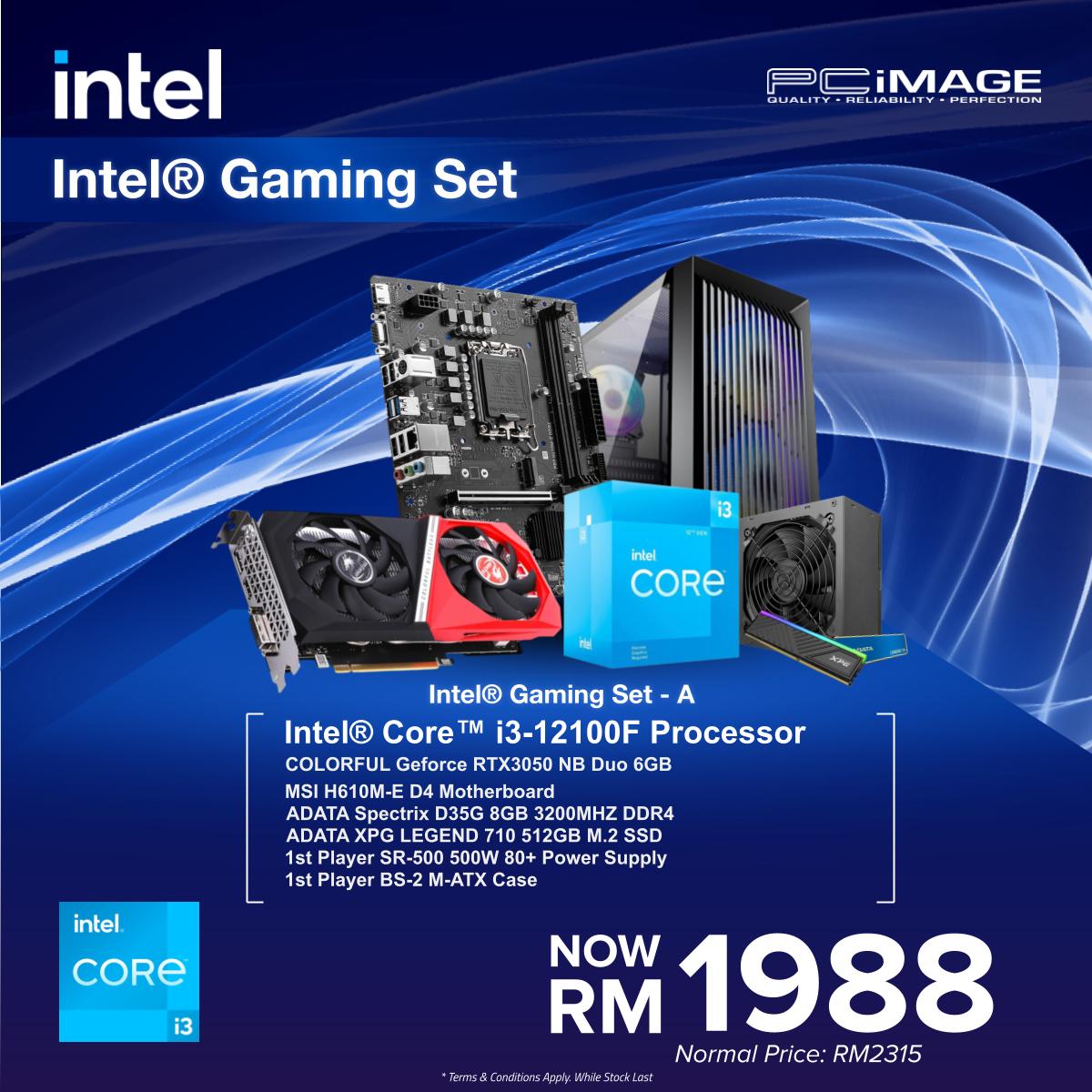 INTEL GAMING SET A PC - INTEL CORE i3-12100F/ COLORFUL GEFORCE RTX 3050 ...