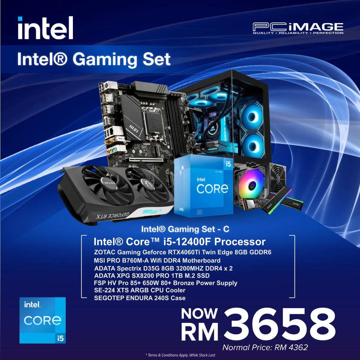 INTEL GAMING SET C PC - INTEL CORE i5-12400F/ ZOTAC Gaming Geforce RTX ...