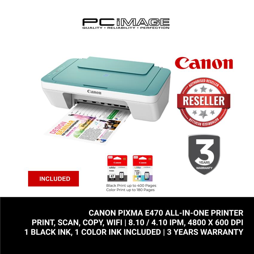 CANON Pixma E470 Inkjet All in One Wireless Printer Green White(Print ...