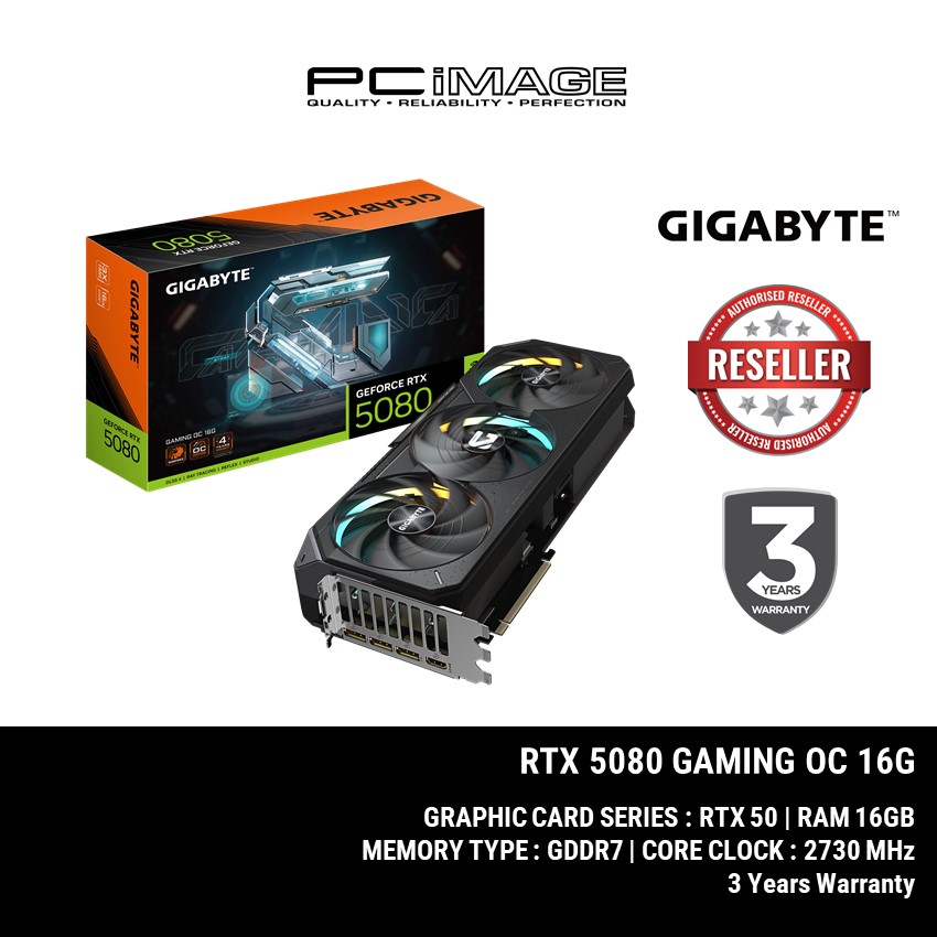 GIGABYTE GEFORCE RTX5080 GAMING OC EDITION 16GB GDDR7 GPU GRAPHIC CARD ...