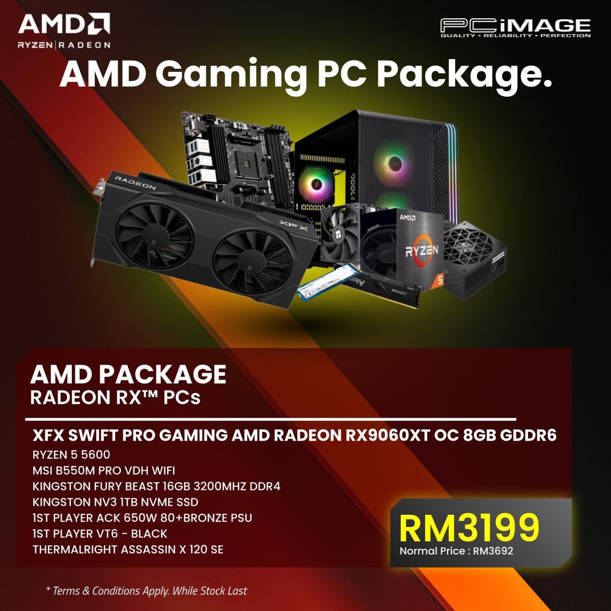 AMD PACKAGE RYZEN 5 5500 RADEON RX PCS - RYZEN 5 5500/ MSI A520M-A PRO/ KINGSTON FURY BEAST 16GB ...