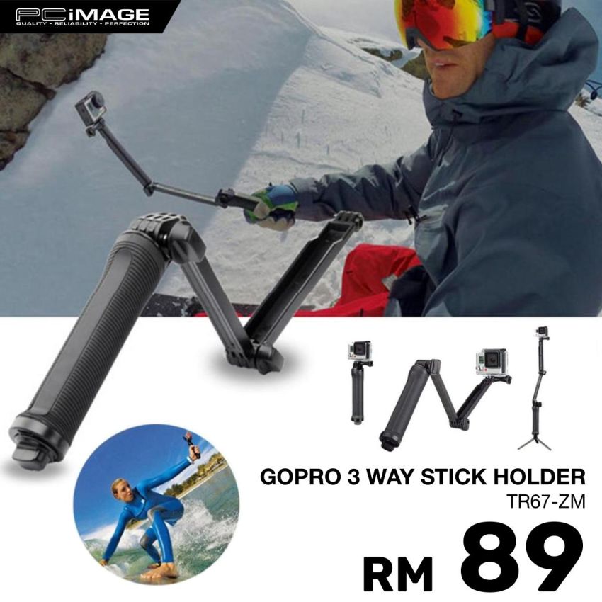 GOPRO 3 Way Stick Holder - Black | PC Image